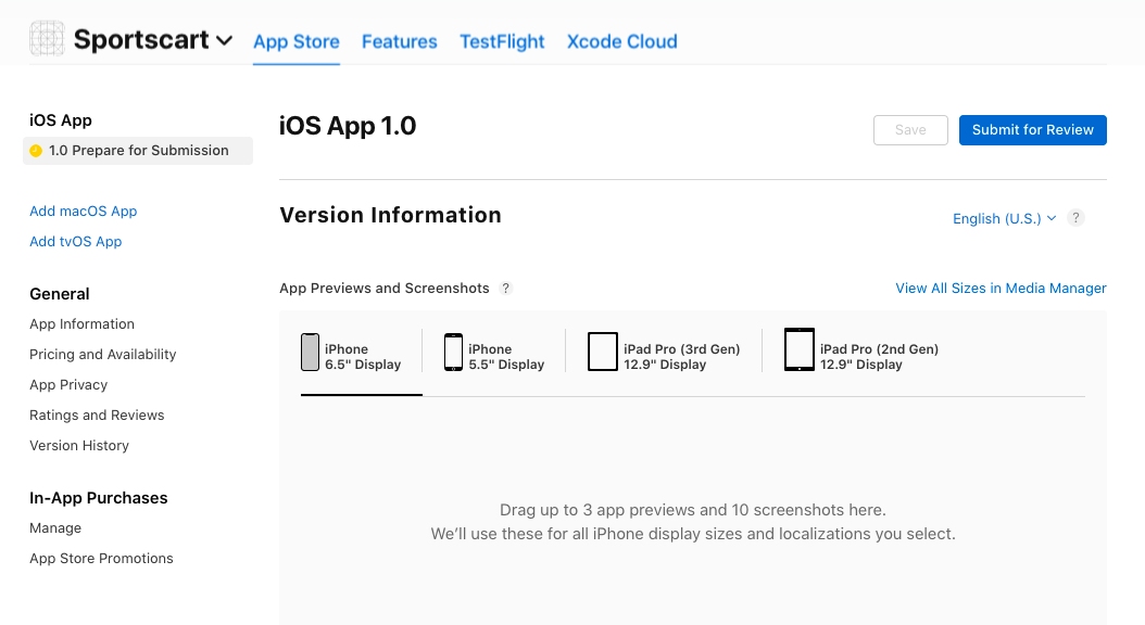 Creating App Store Connect Record for an App